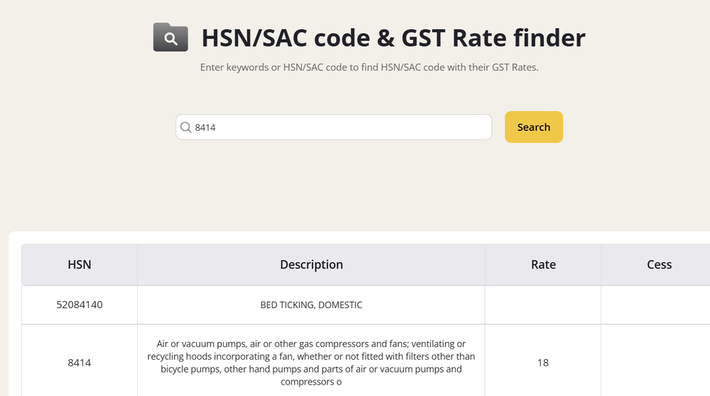 HSN Code 8414: Air & Vacuum Pumps, Compressors, GST