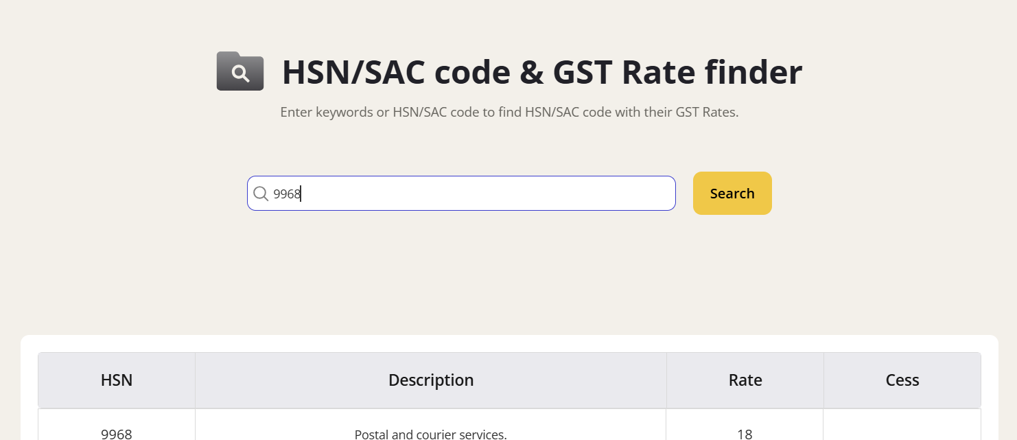 Postal and Courier Charges HSN Code 9968 & GST Rate (2025 Explained)