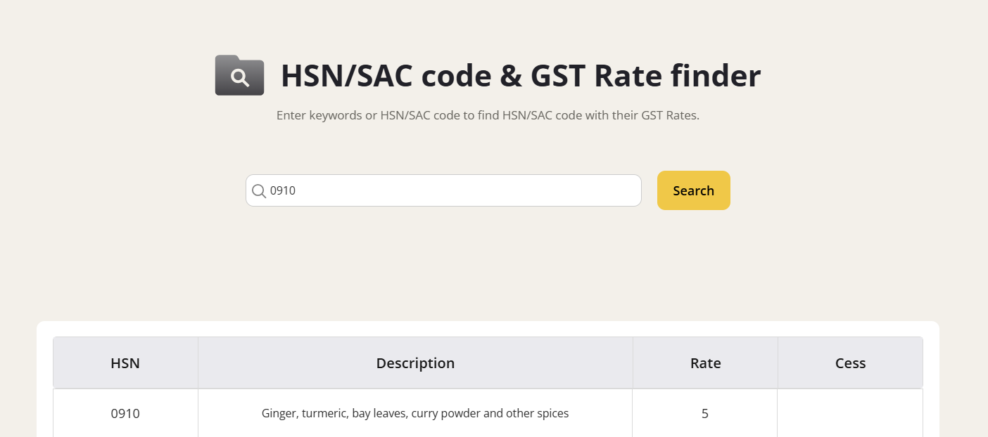 GST rates and HSN Code 0910 for ginger, saffron, turmeric, thyme, bay ...